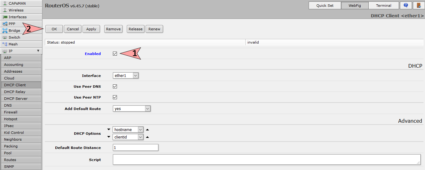 Setting up the router Mikrotik: Configuring routers - Technical support ...