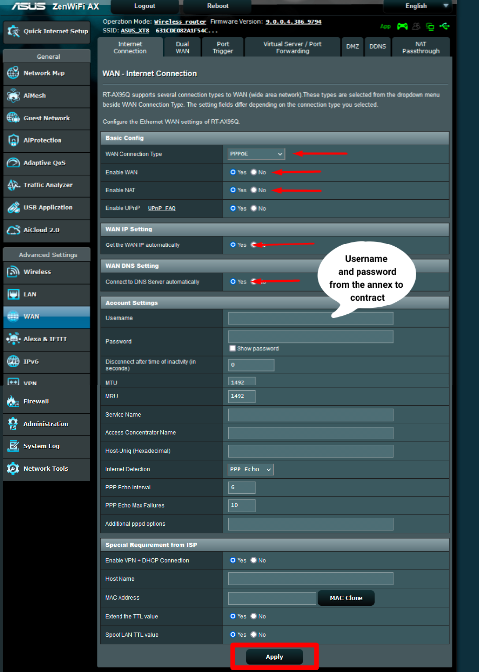 Setting up the router Asus: Configuring routers - Technical support Briz