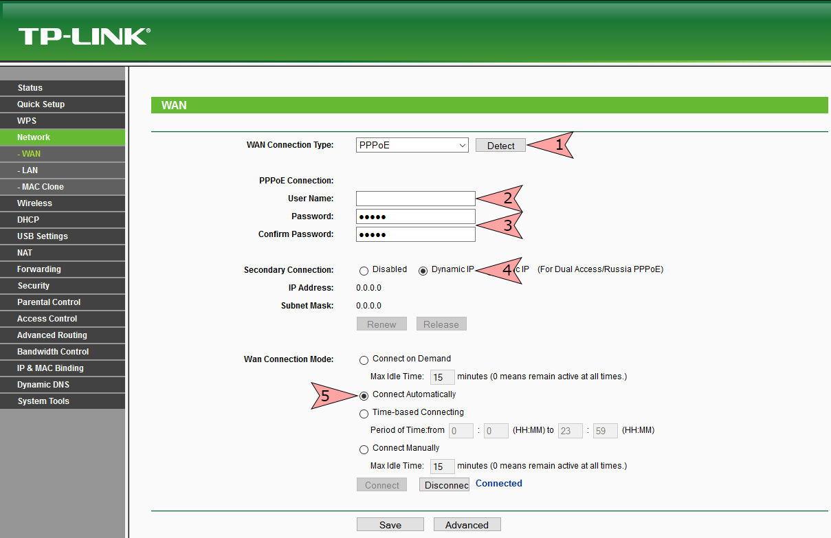 Green TP-LINK Routher Interface: Setting up the router TP-LINK ...